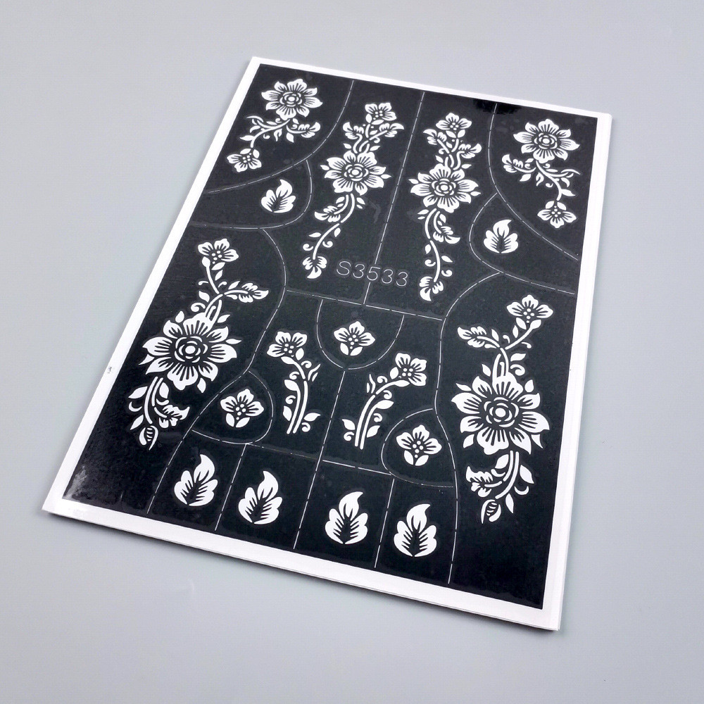 Hollow Drawing Henna Template for Hand Henna Tattoo Stencil Flower ...