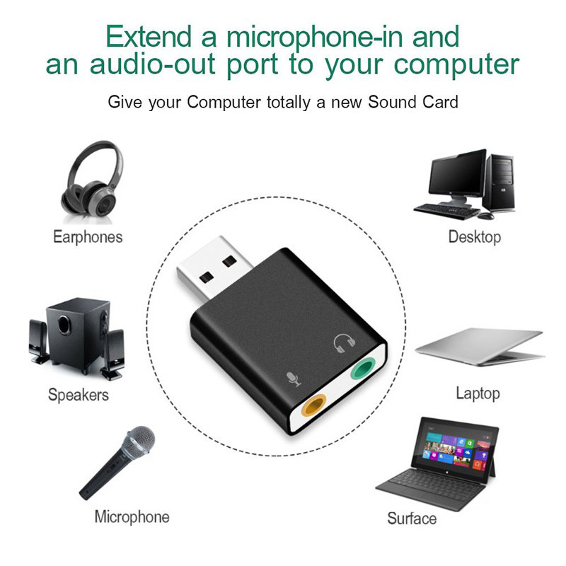 【Fast Delivery】Usb Sound Card 7.1Channel Computer External Sound Card Aluminum Alloy Analog ...