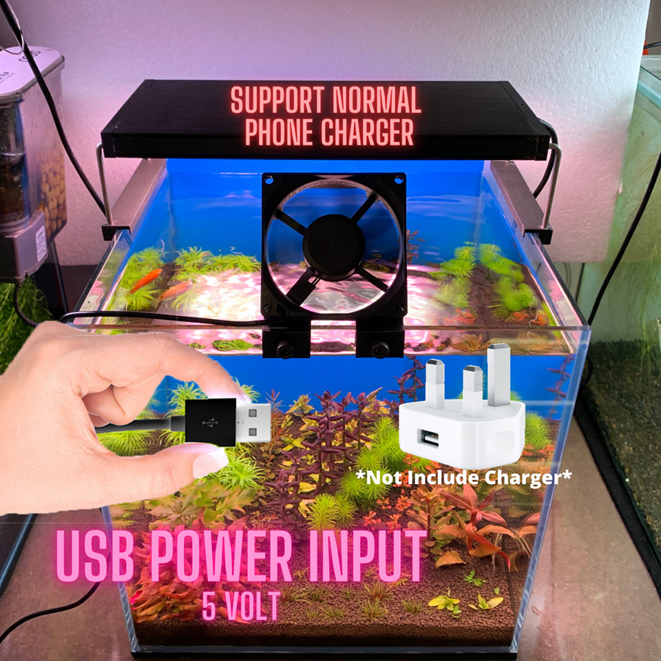 XS AQUATIC Aquarium Fan USB Silent Fan Aquarium Cooler USB Aquarium Fan ...