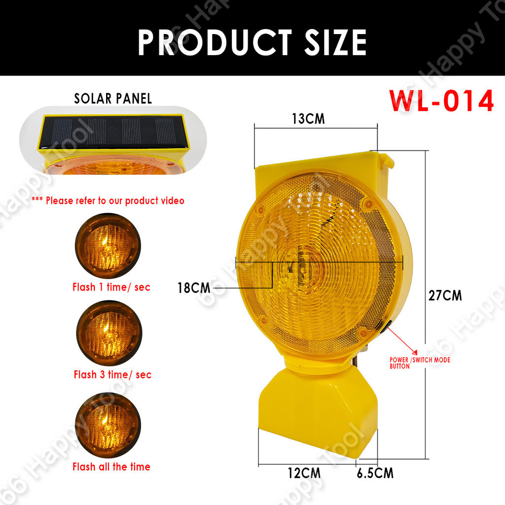 Flashing Light Blinker Yellow Traffic Caution Light Warning Light Barricade Solar Light Road ...