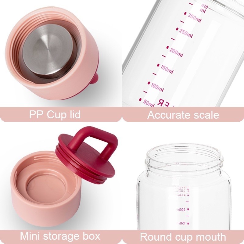 Diller EasyHandle Borosilicate Glass Water Juice Mug Bottle 388MLH568 (280ml/420ml) | Shopee ...