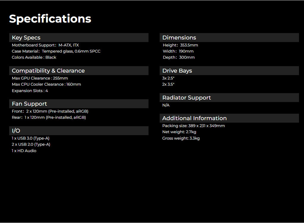 Slevcase Insight Micro ATX Casing with 3pcs SF120 aRGB Fans ...