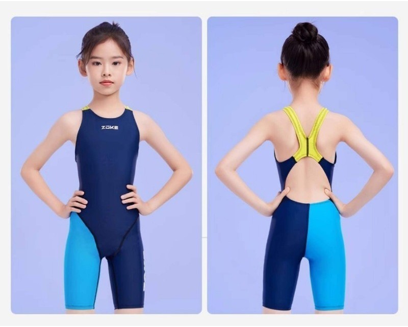 Zoke Training Swimsuit Girls Quick Dry Knee-Length Swimwear ...