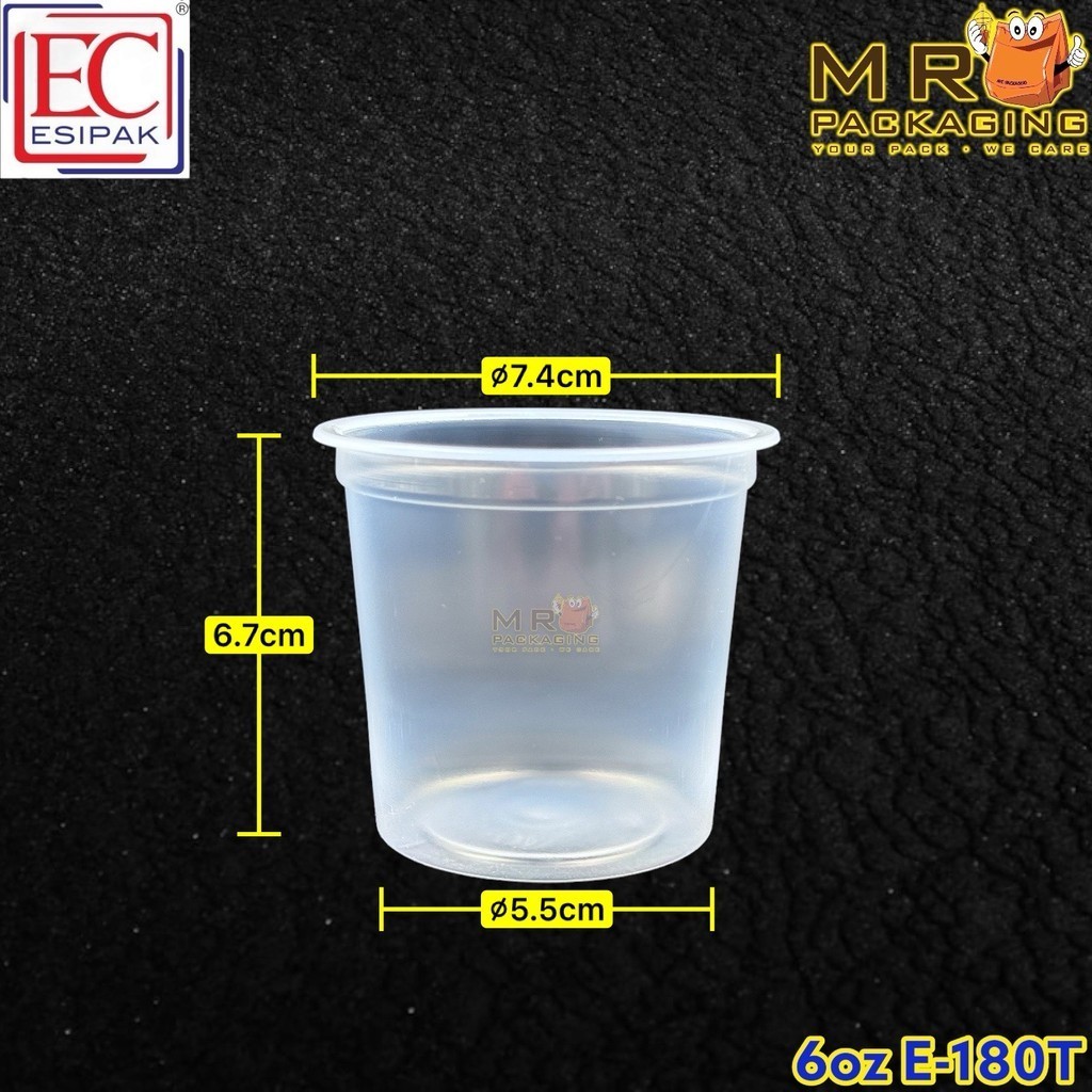 EC 6oz PP Round Container Dome Flat Lid [ 100sets± ] E180T Disposable ...