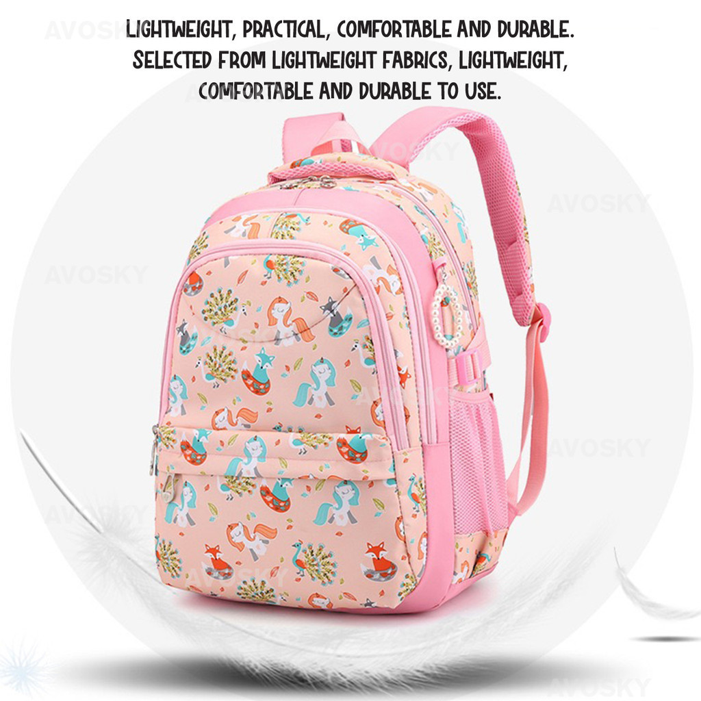 AVOSKY Kid Girl Pony School Bag Backpack Primary Beg Unicorn Kids Budak ...