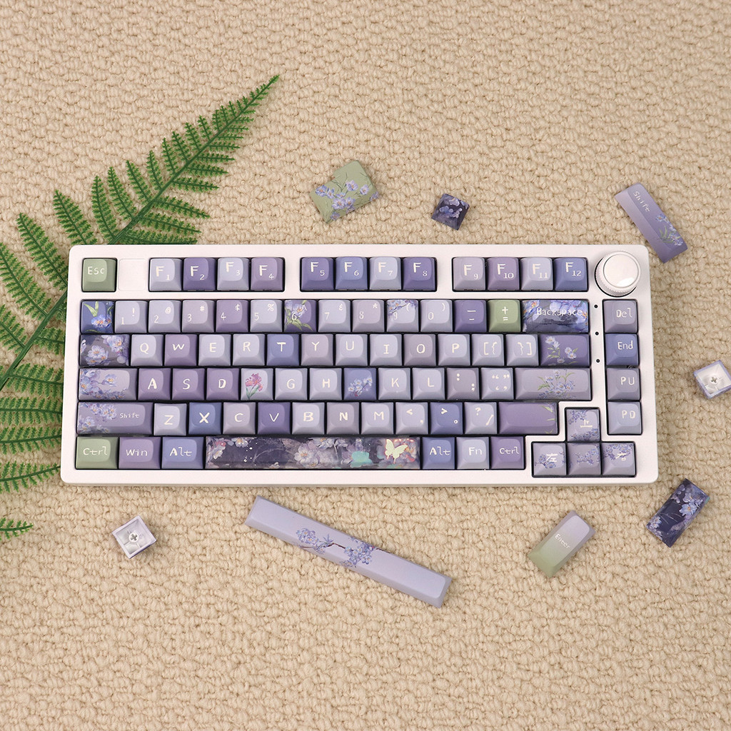 YongQiu Original Purple flower Keycaps thick PBT Cherry / URE Profile ...