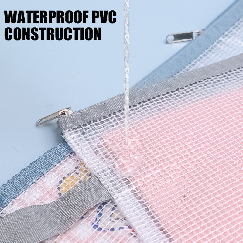 A4 Mesh Grid File Bag - Double Layer Storage Bag - Pvc Document Storage ...