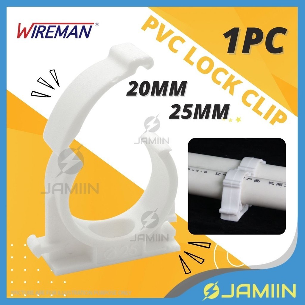 WIREMAN 20MM 25MM PVC LOCK CLIP SADDLE PVC Pipe Clips U-Shaped Conduit Clip Push in Saddle ...
