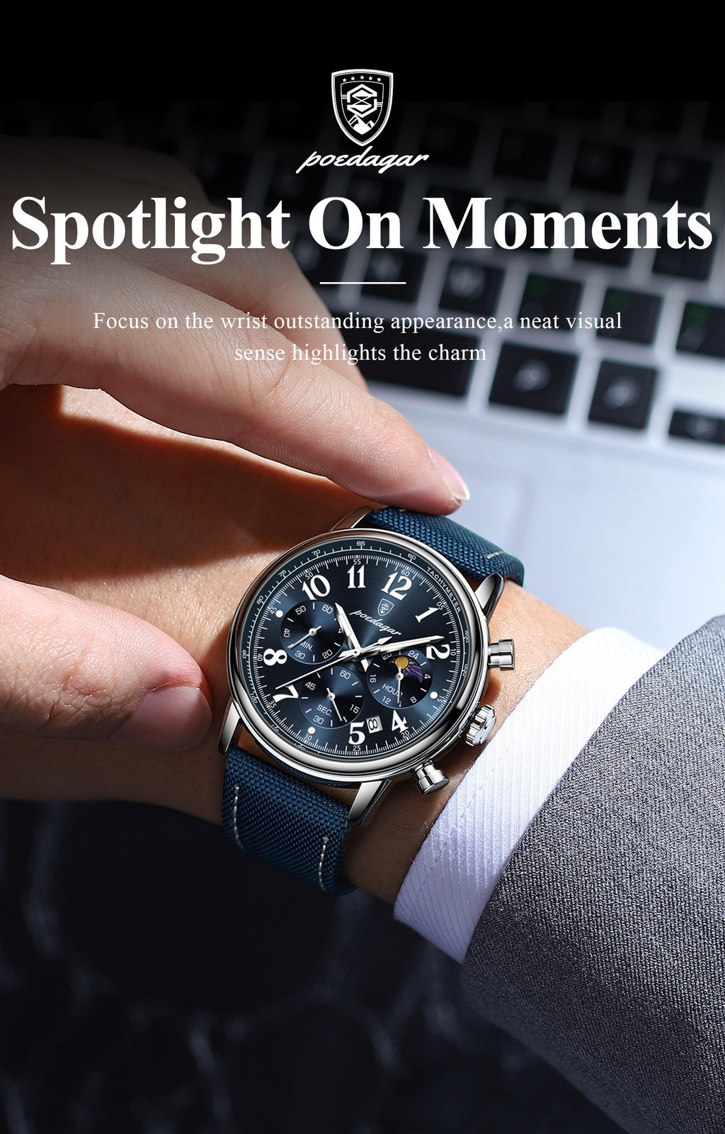 POEDAGAR Luxury Military Sports Waterproof Luminous Chronometer Date ...