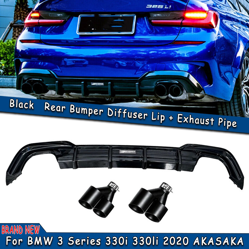 Car Rear Bumper Diffuser Lip & Muffler Pipe Exhaust Tip Auto ...