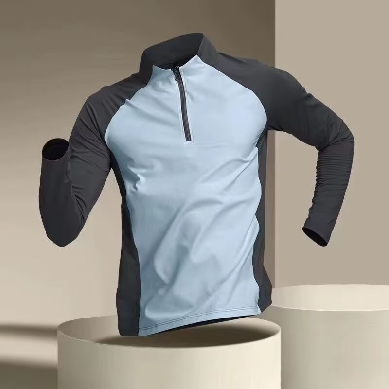 2025 New Unisex Long Sleeve Quick Drying Shirt Half Zipper Gym Running ...