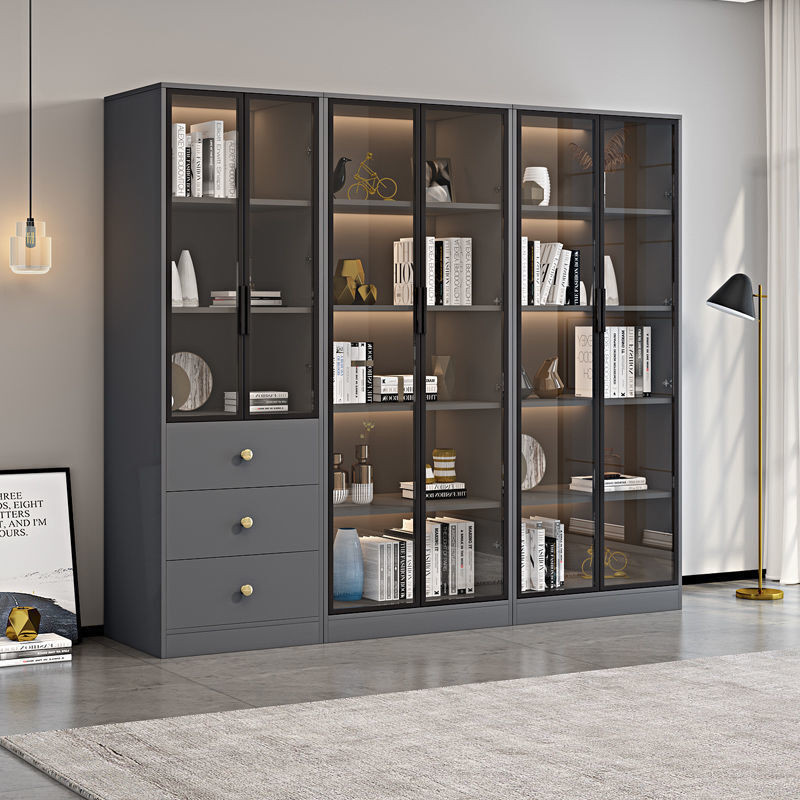 Light Glass Bookshelf Home Integrated Wall Combination Bookcase Simple ...