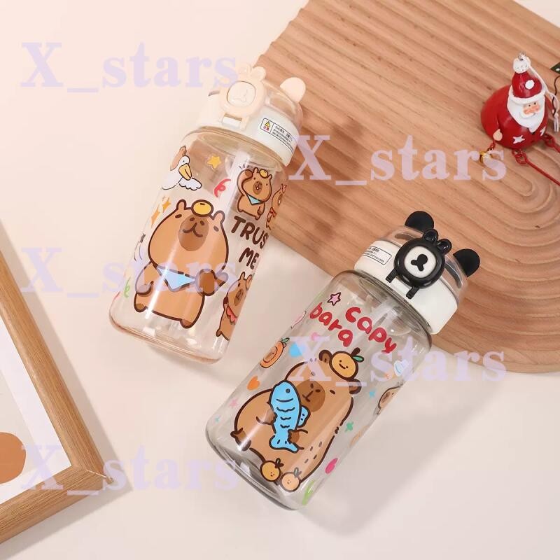 500ml Botol Air Capybara Bottle Kids Straw Bpa Free Botol Kawaii ...