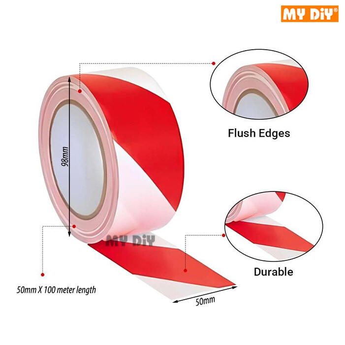 50MM X 100M WARNING TAPE BARRIER TAPE - RED WHITE WARNING TAPE ROLL FOR ...