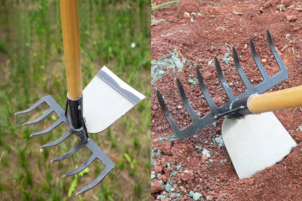 ARI Back-saving Garden Rake Long Handle Weeding Tool 2-in-1 Heavy Duty ...