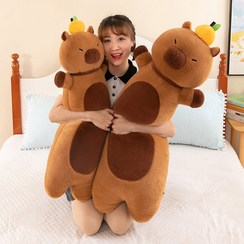 Capybara Long Plushie Toy Capybara Bolster Pillow Sleeping Plush Doll ...