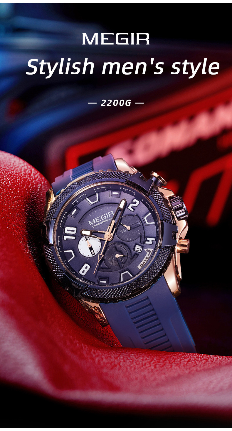 MEGIR Luxury Men's Watches Fashion Sport Quartz Watch Waterproof Date ...