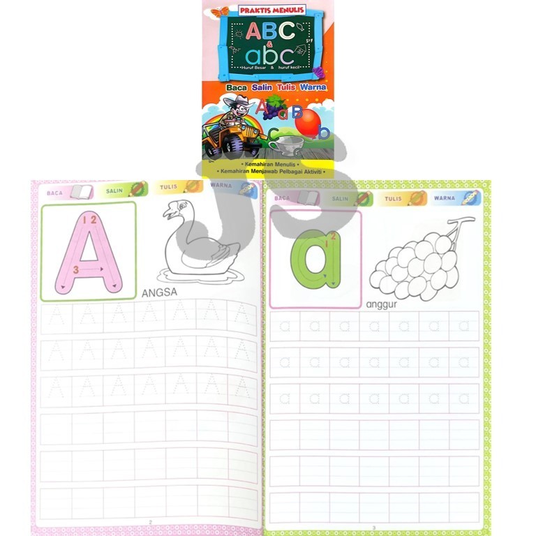 PRAKTIS MENULIS PRASEKOLAH KANAK-KANAK TADIKA BACA SALIN TULIS WARNA ...
