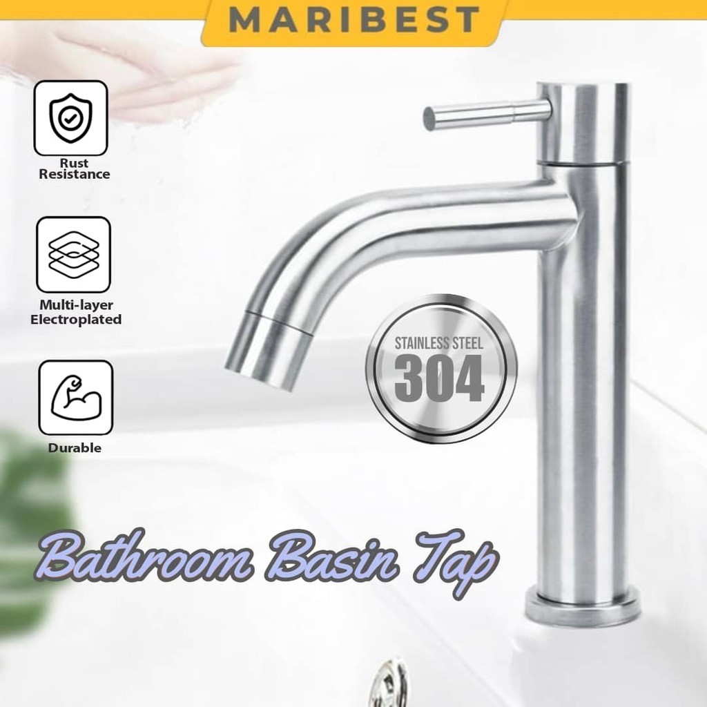 AT-304260SS SUS 304 Stainless SteelBathroom Basin Water Tap Bathroom ...