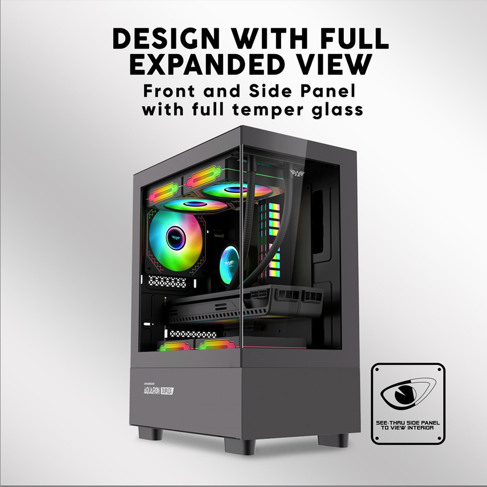 Armaggeddon Aquaron Duplex MATX Gaming PC Case with Tempered Glass Side ...