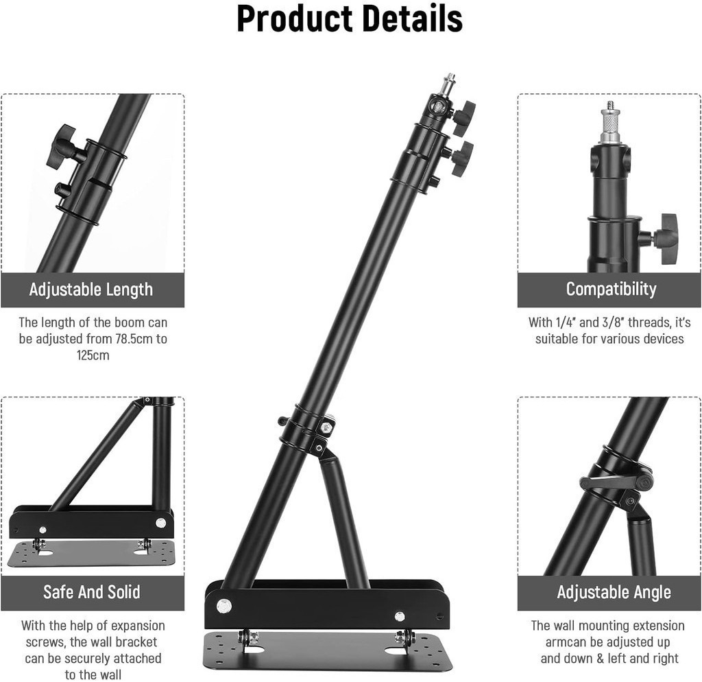 Ring Light Mount - Wall Mount Triangle Boom Arm Wall Stand Tirpod ...