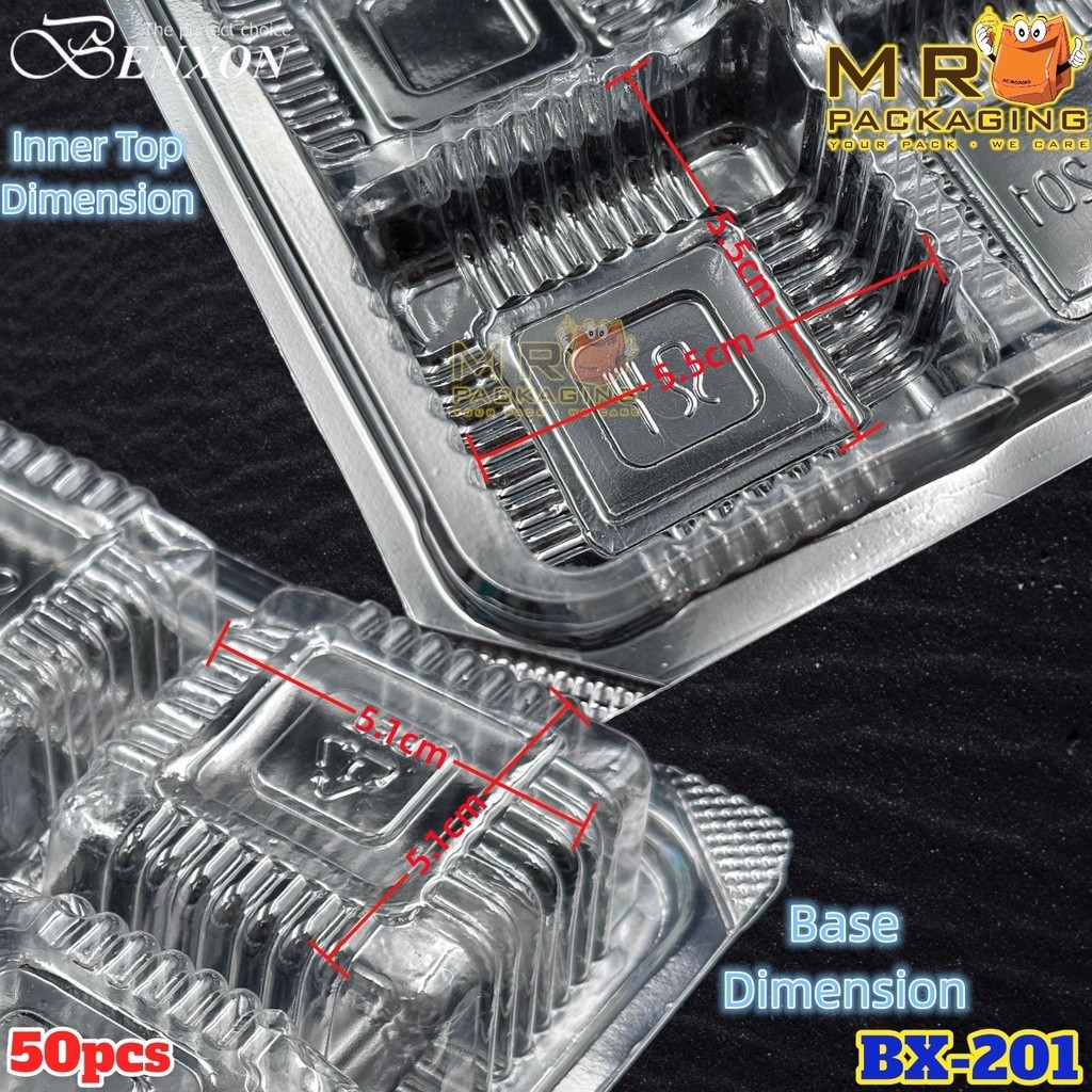 Benxon BX-201 8 compartment OPS Plastic Tray [ 50pcs± ] Bakery Disposable Plastic Clear Food Box ...