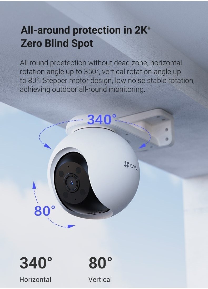 Ezviz H8 Pro 5MP 3K Wifi Camera Super Sharp Color Night Vision Two Way Talk Auto Tracking ...