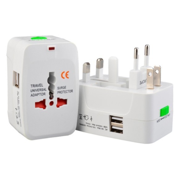 Universal International Plug Adapter 2 USB Port World Travel AC Power Charger Adaptor with AU US ...