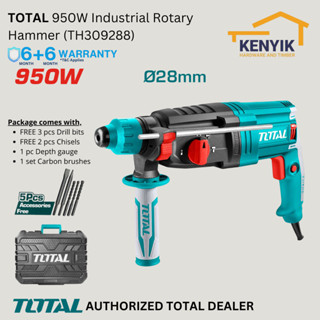 TOTAL 950W 4 IN 1 Rotary Hammer Drill TH309288 TH308268 | Chisel ...