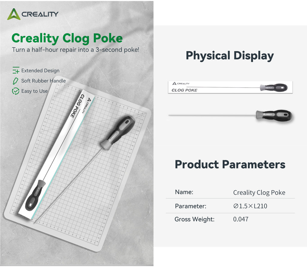 Creality Clog Poke, Filament Unclog Cleaning Needle, Long Cleaning ...