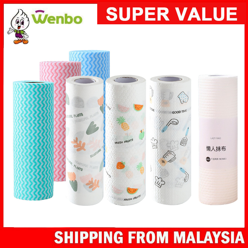 Wenbo [Per Roll] Kain Dapur Disposable Lazy Rag Wet & Dry Household ...