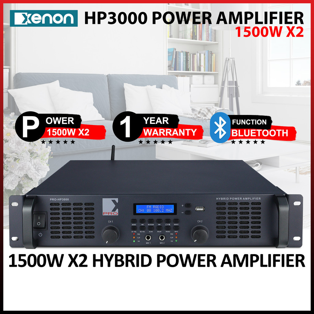 Xenon 1500W X2 Power Amplifier Karaoke Amplifier Hybrid Power Amplifier with Bluetooth Echo & Fm ...