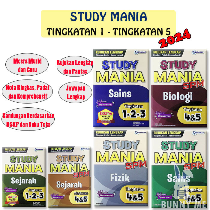 [BUNNY] 2024 Buku Rujukan : Study Mania UASA & SPM Tingkatan 1,2,3,4,5 - Nusamas | Shopee Malaysia