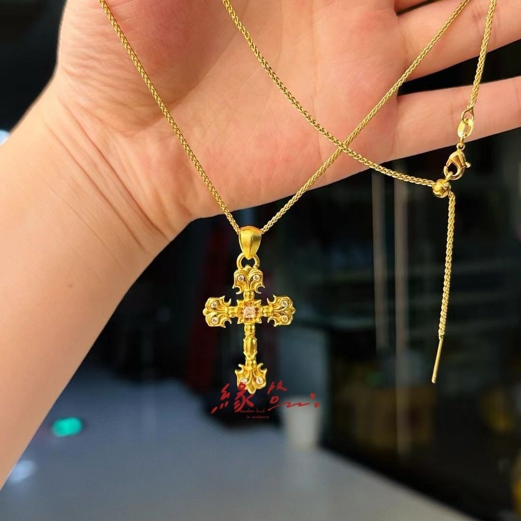 Chrome Hearts Copper Alloy High-color Clone Diamond Cross Pendant With ...