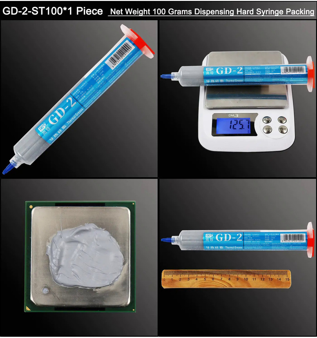 Net Weight 30/100/150 Grams Gray GD-2 Thermal Conductive Grease 7.5 W/M ...