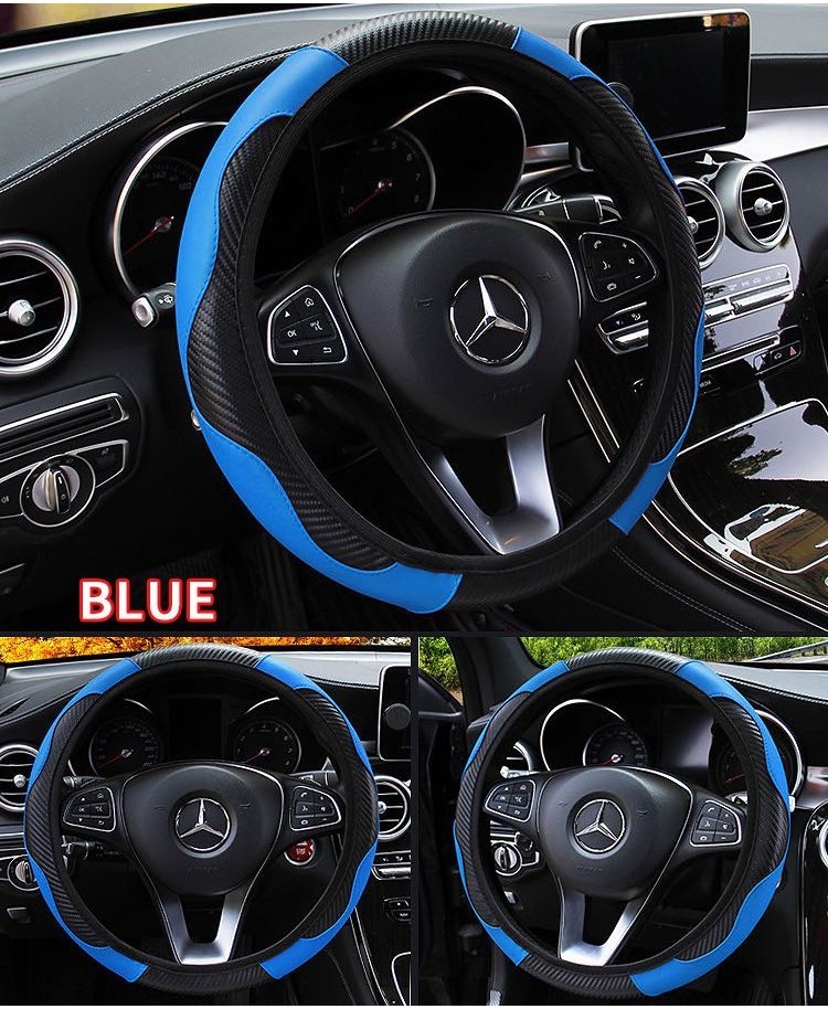 Universal Car Steering Cover Carbon 6D PU Leather Steering Wheel Cover ...