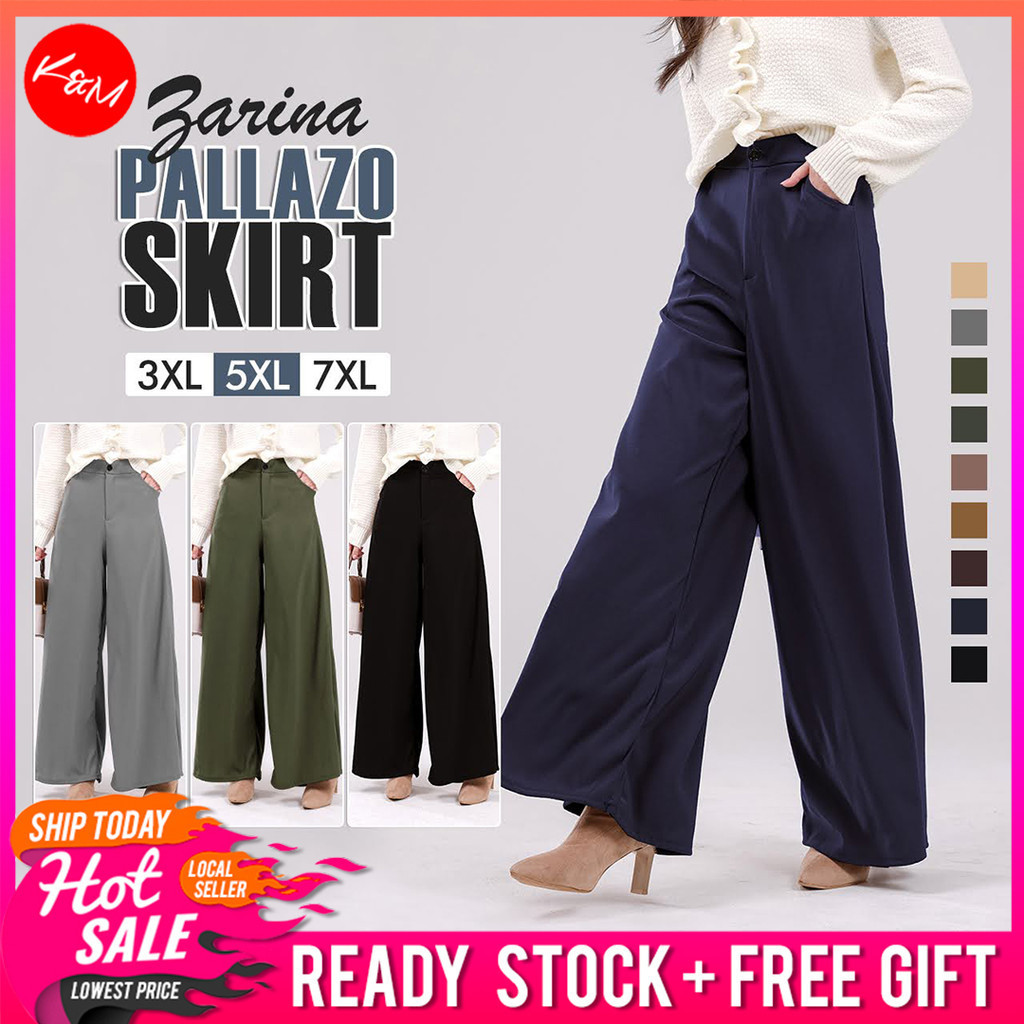 KM Zarina Women Wide Leg Cotton Bamboo Pallazo Skirt [P5331] | Shopee ...