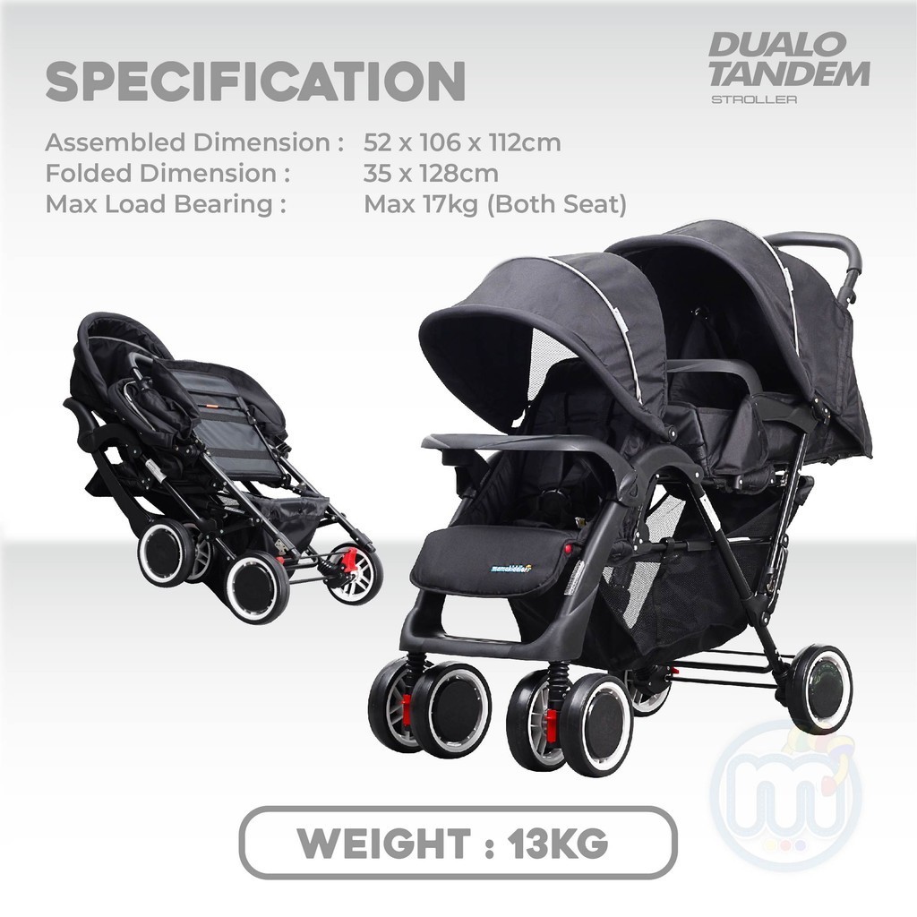 Mamakiddies Duosync Twin Stroller | Lightweight Double Stroller | Baby ...