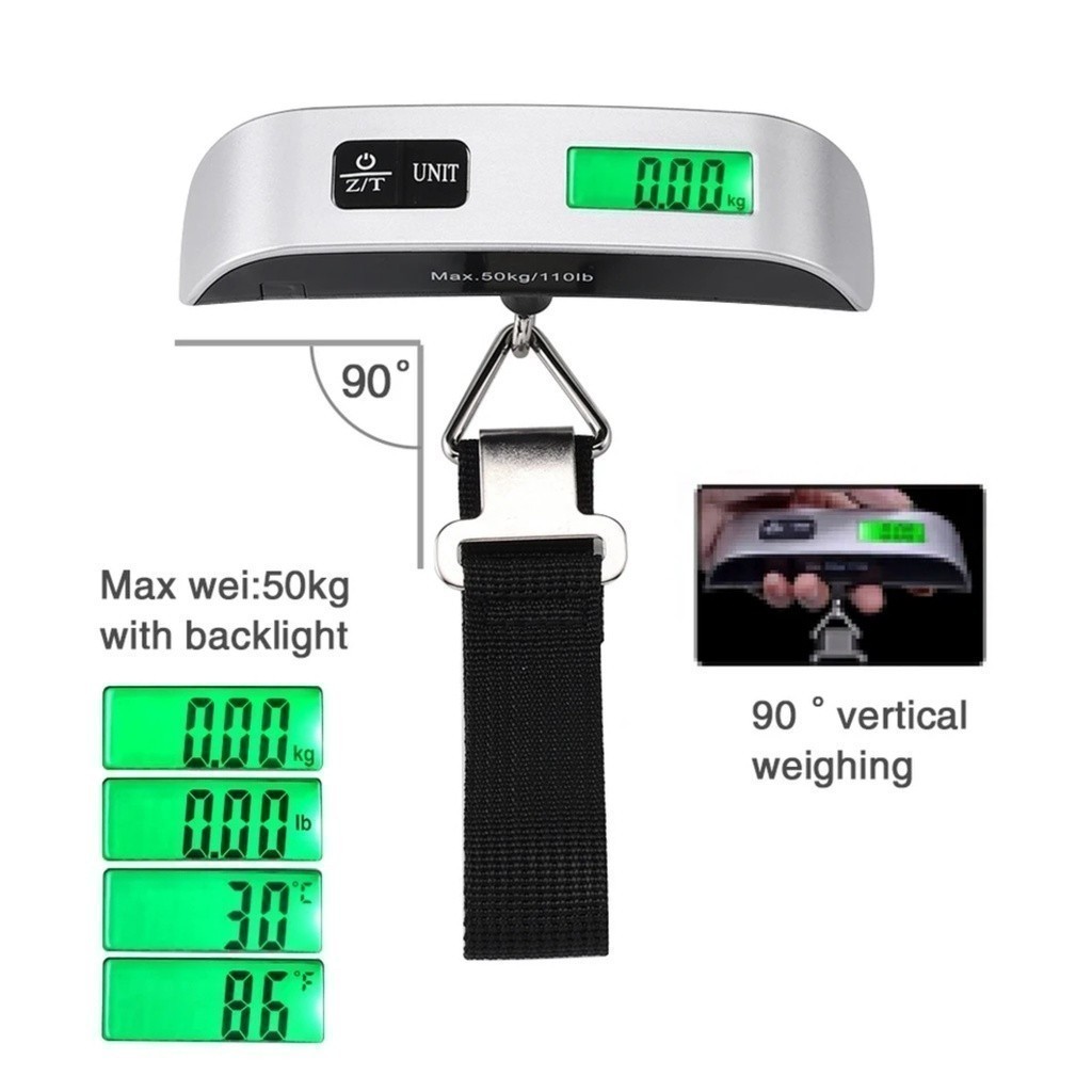 TRAVEL SCALE 50KG/110LB TRAVELLING LUGGAGE SCALE DIGITAL SCALE PORTABLE ...