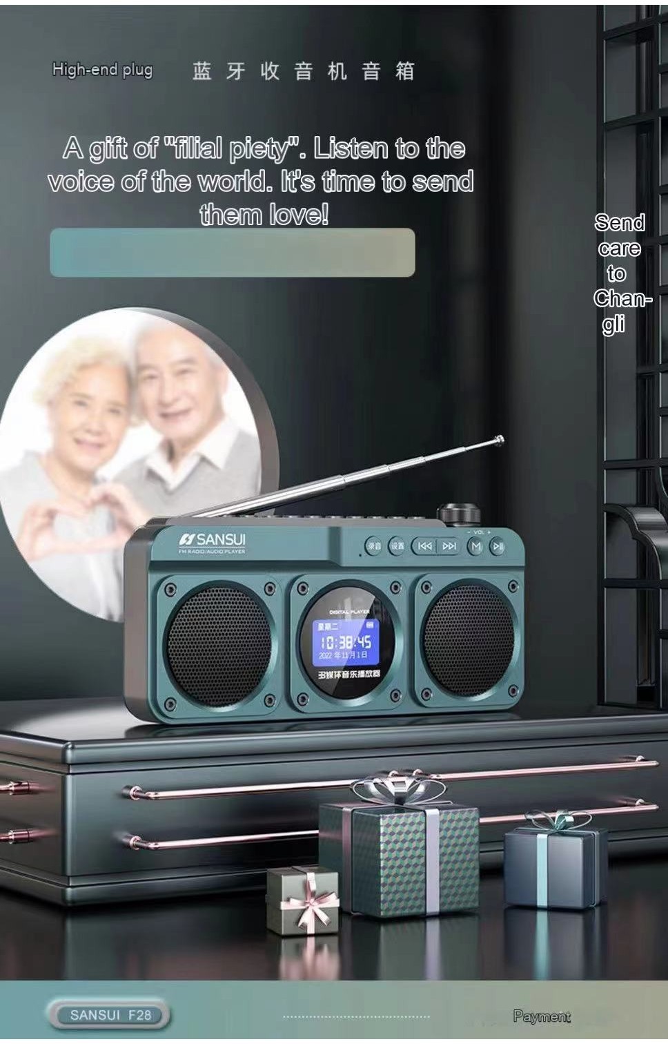 SANSUI F28 Portable FM Radio MP3 Walkman Outdoor Card Wireless ...