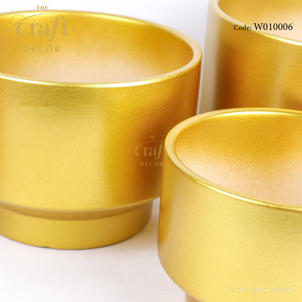The Craft Decor Matte Gold Ceramic Pot With Drainage Hole | Flower Vase ...