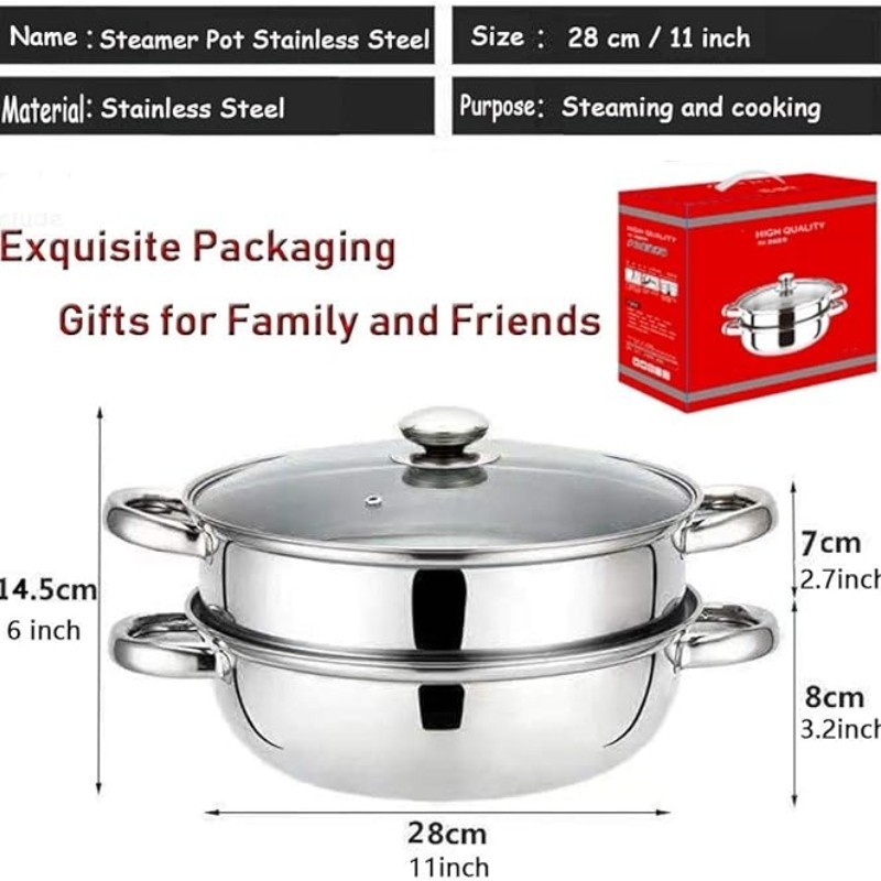 Stainless Steel Stack and Steam Pot Set - and Lid,Steamer Saucepot ...