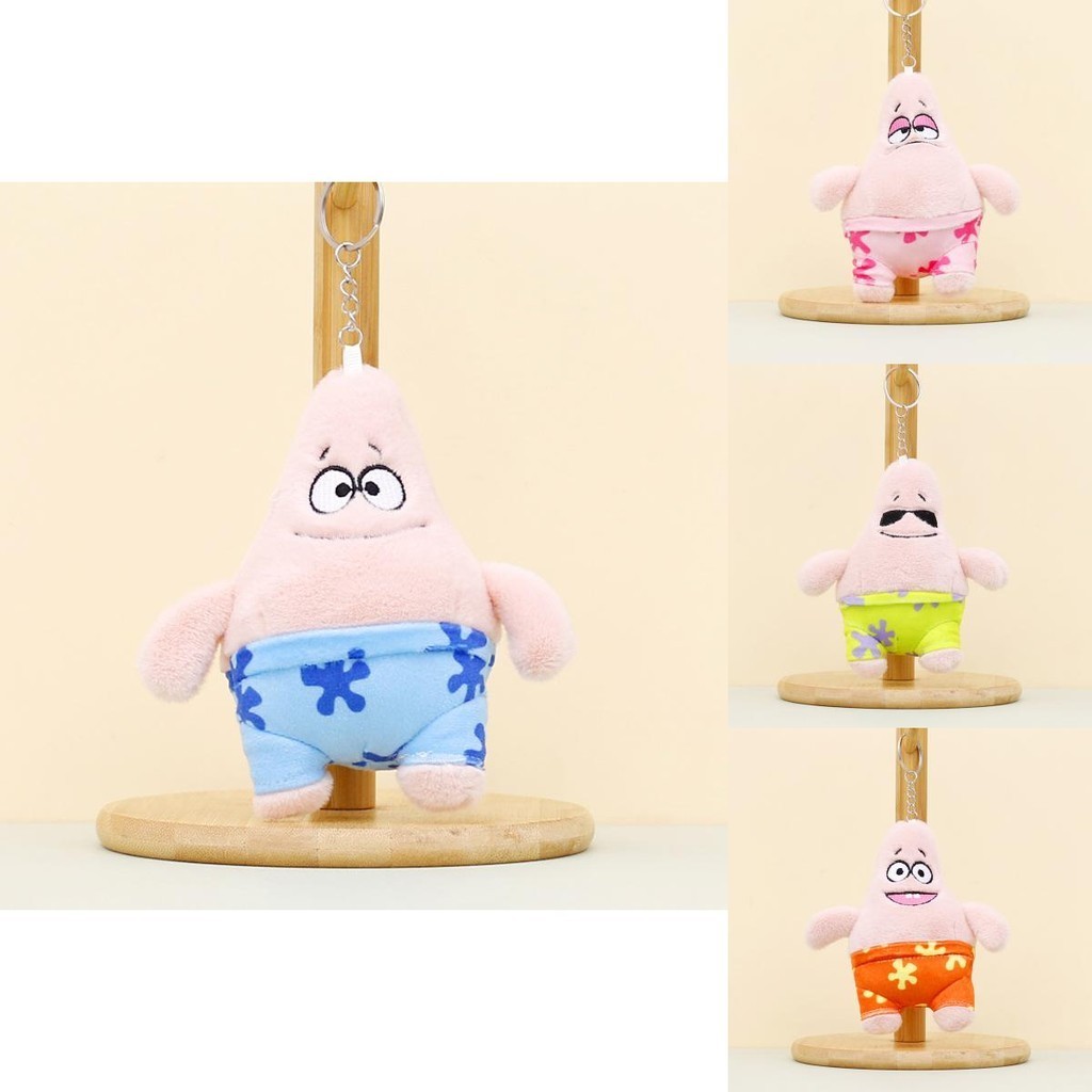 Pink Patrick Cute Star Plush Keychain Kids Cartoon Doll Backpack ...