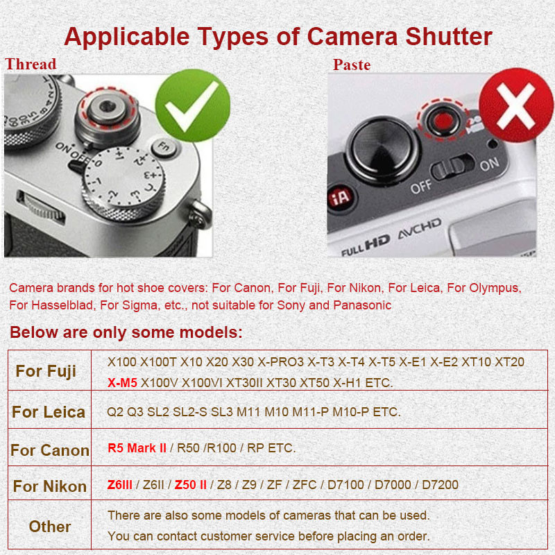 For Fuji X-M5 XM5 XT30 XT50 XT3 XT4 XT5 FOR NIKON ZF FOR Leica Shutter Camera Shutter Button ...