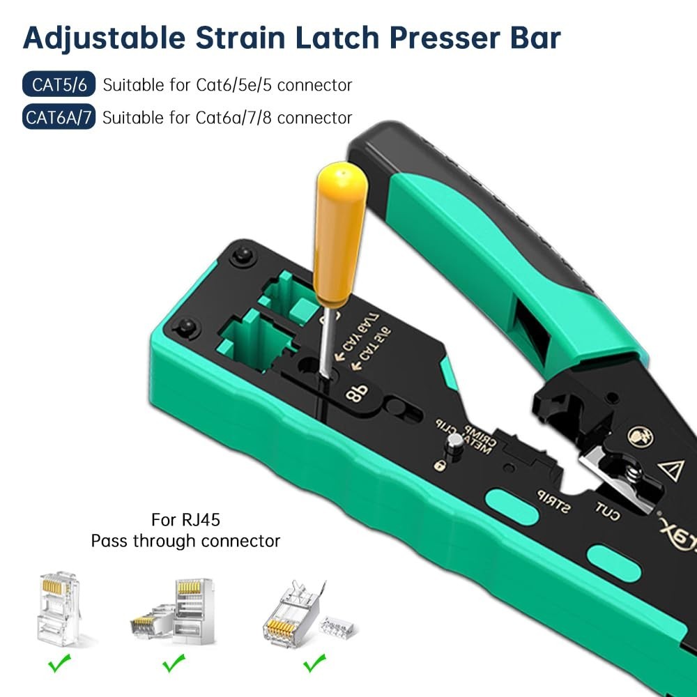 ZoeRax Pass Through RJ45 Crimp Tool with 10PCS Cat7 Connectors and ...