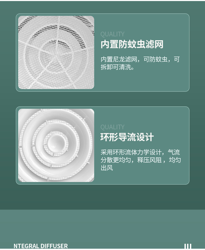 [ /circular Air outlet] Plastic ABS Round Diffuser with Gauze Central ...