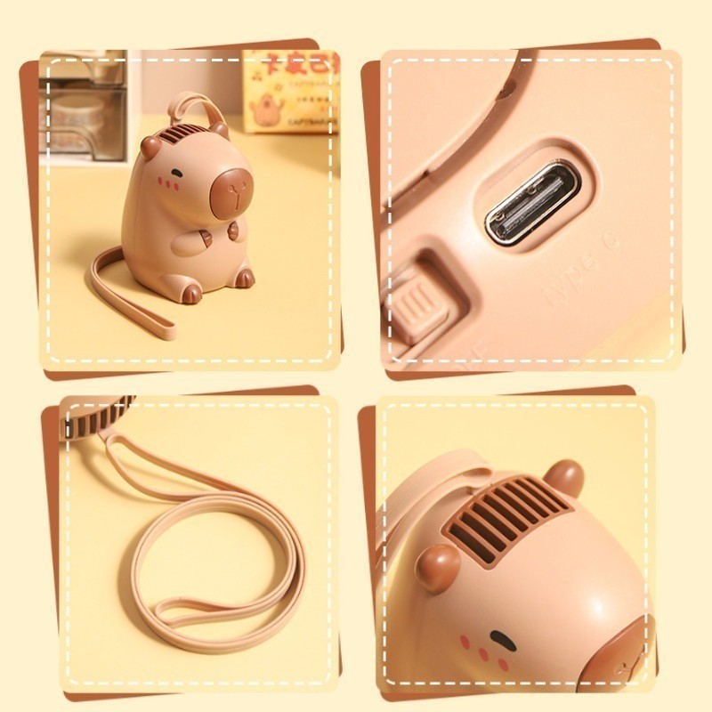 Mini Portable Fans Creative Capybara Handheld USB Rechargeable Fan Air ...