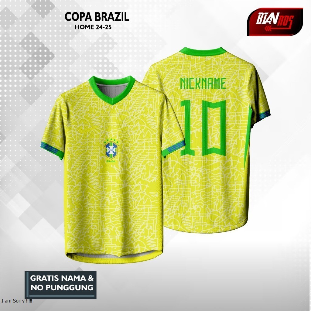 Jersey BRAZIL EURO 2024 PREMIUM Quality FREE CUSTOM NICKNAME & Back ...