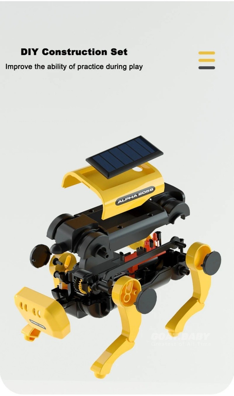 Self-Install DIY Robotic Kit Solar Powered Electric Robot Dog ...