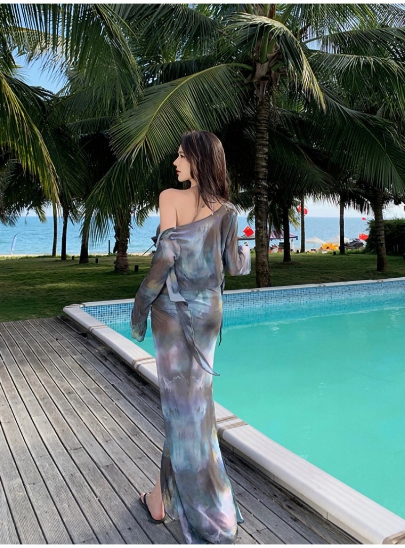 Bikini Swimsuit Women's Split Four-piece Set Sexy Long Skirt Vacation ...